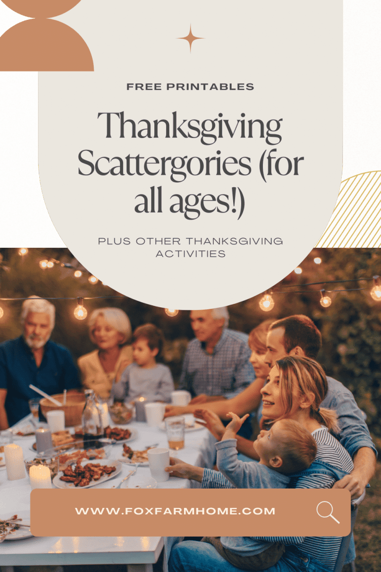 Thanksgiving Scattergories Game With Free Printables - Fox Farm Home