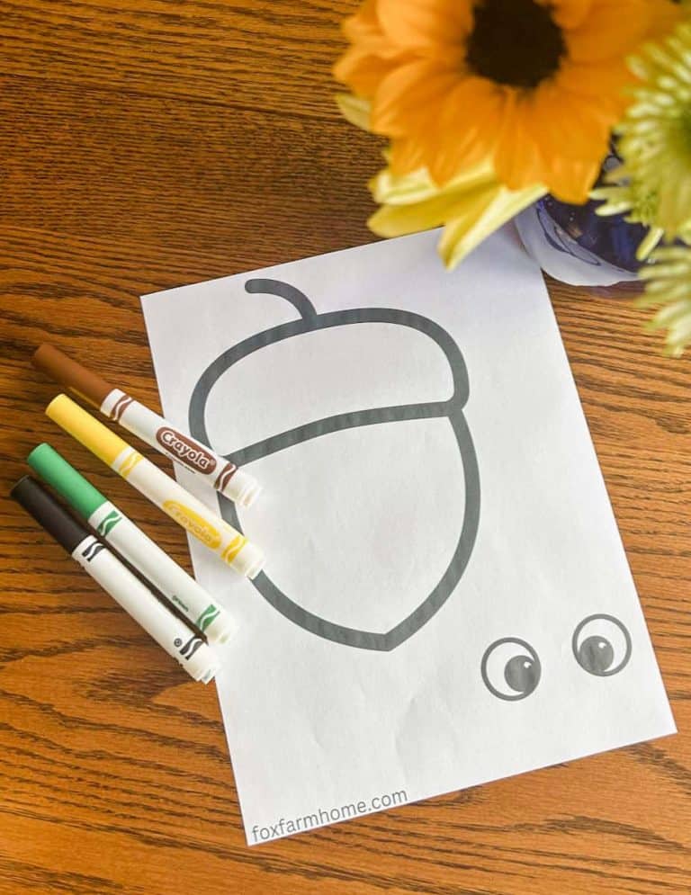 Acorn Craft For Kids With Free Printable Template - Fox Farm Home