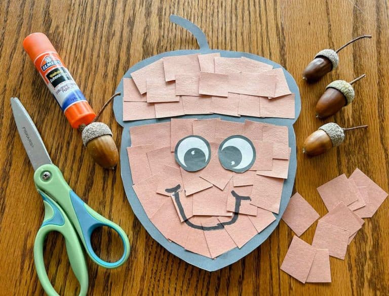 Acorn Craft For Kids With Free Printable Template - Fox Farm Home