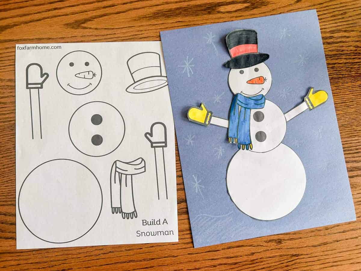 Build A Snowman Craft (With Free Printable Template) - Fox Farm Home