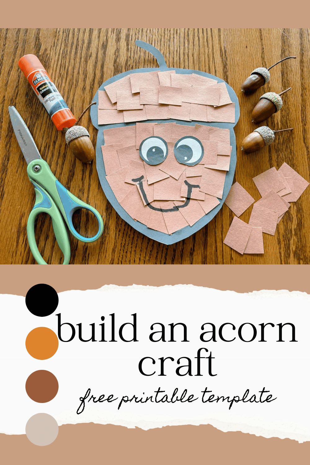 Acorn Craft For Kids With Free Printable Template - Fox Farm Home