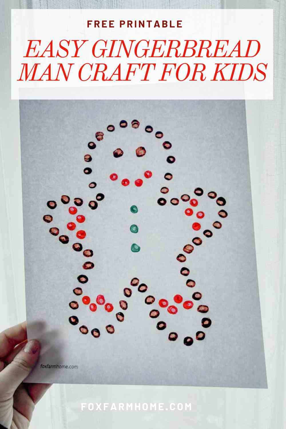 Gingerbread Man Q-Tip Painting-Free Printable Template - Fox Farm Home