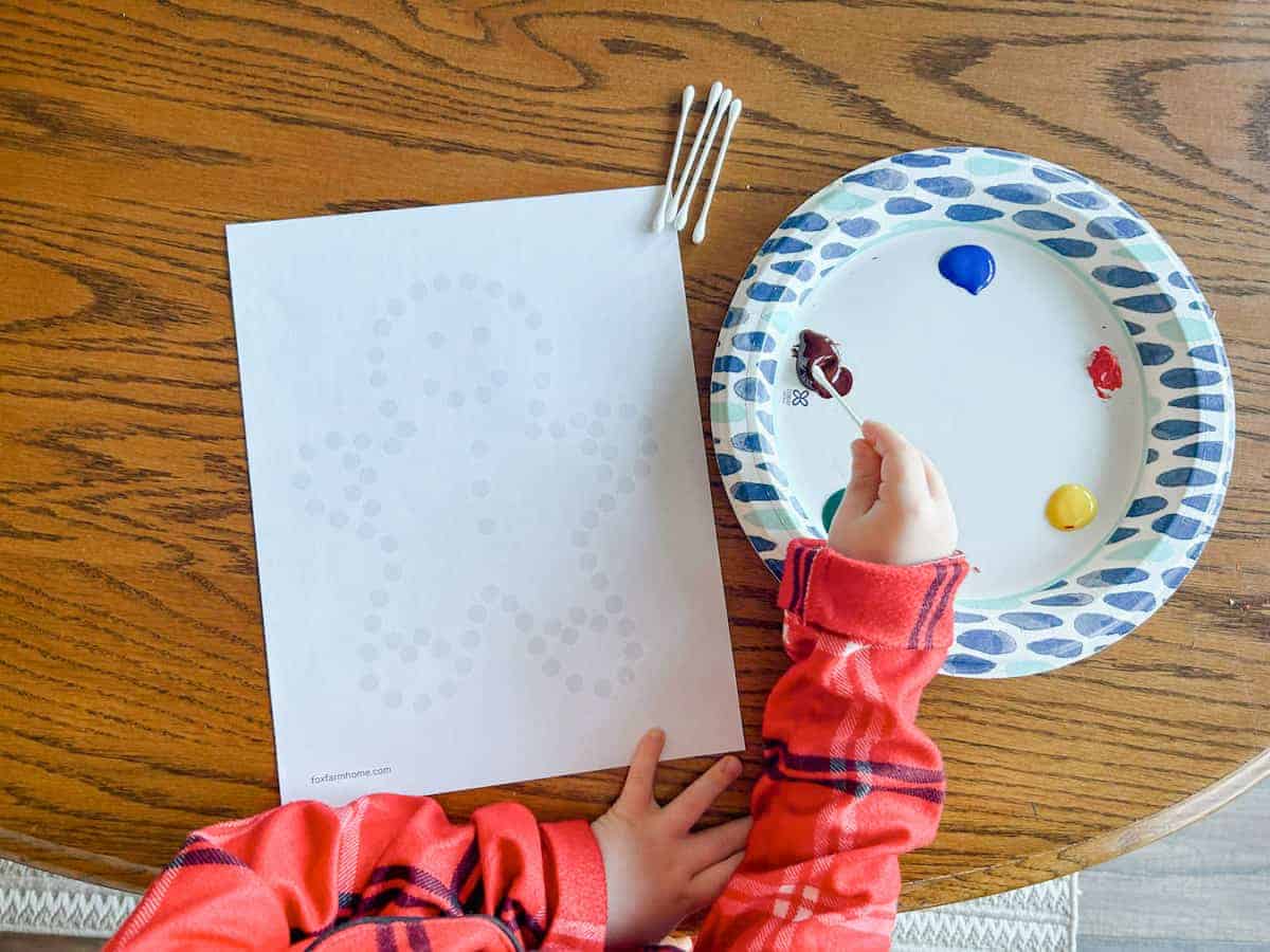 Gingerbread Man Q-Tip Painting-Free Printable Template - Fox Farm Home