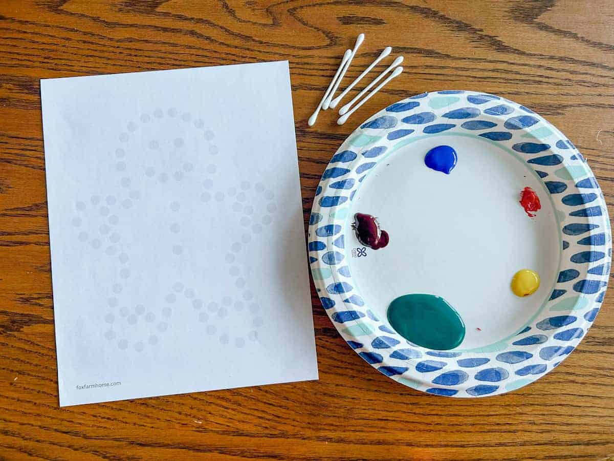 Gingerbread Man Q-Tip Painting-Free Printable Template - Fox Farm Home
