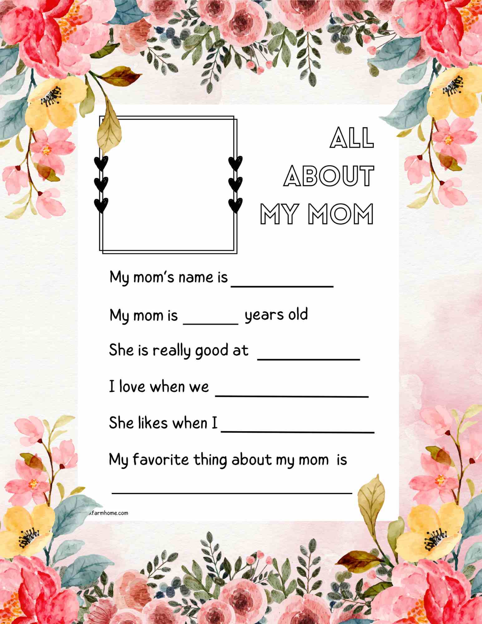 Printable Mother's Day Questionnaire (For Grandma's Too!) - Fox Farm Home