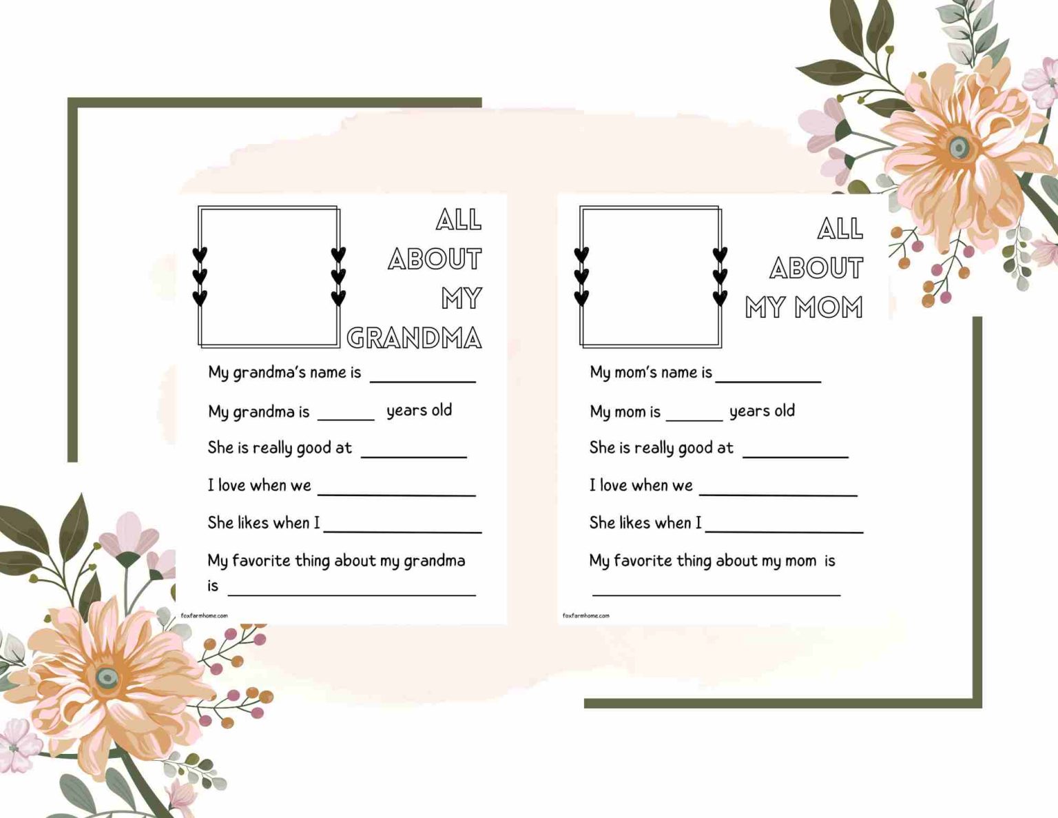Printable Mother's Day Questionnaire (For Grandma's Too!) - Fox Farm Home