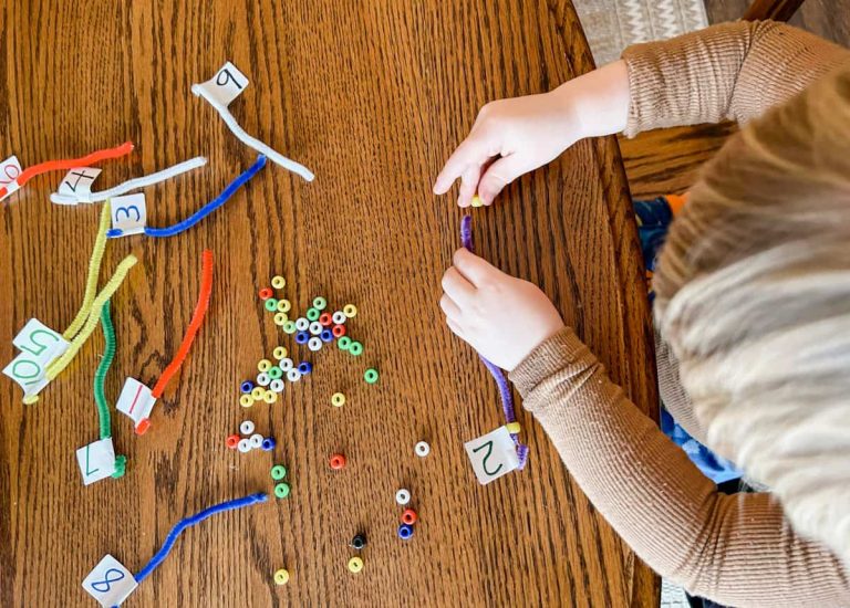 Counting With Beads & Pipe Cleaners- 1-10 Math Activity - Fox Farm Home