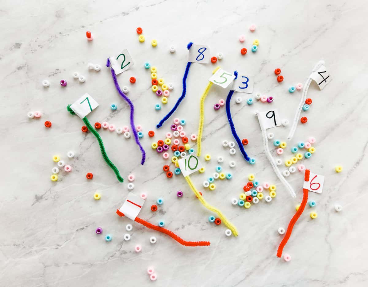Counting With Beads & Pipe Cleaners- 1-10 Math Activity - Fox Farm Home