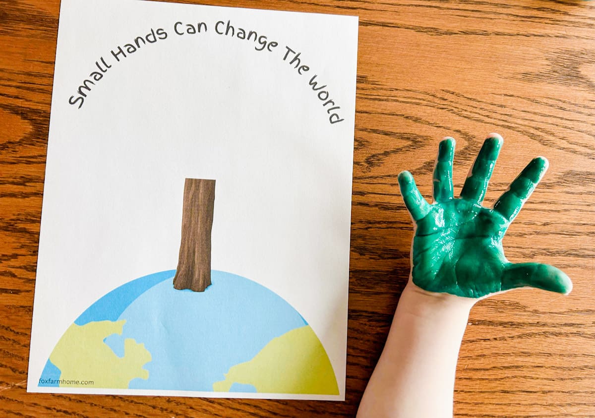 Earth Day Handprint Craft For Kids (Printable Template) - Fox Farm Home