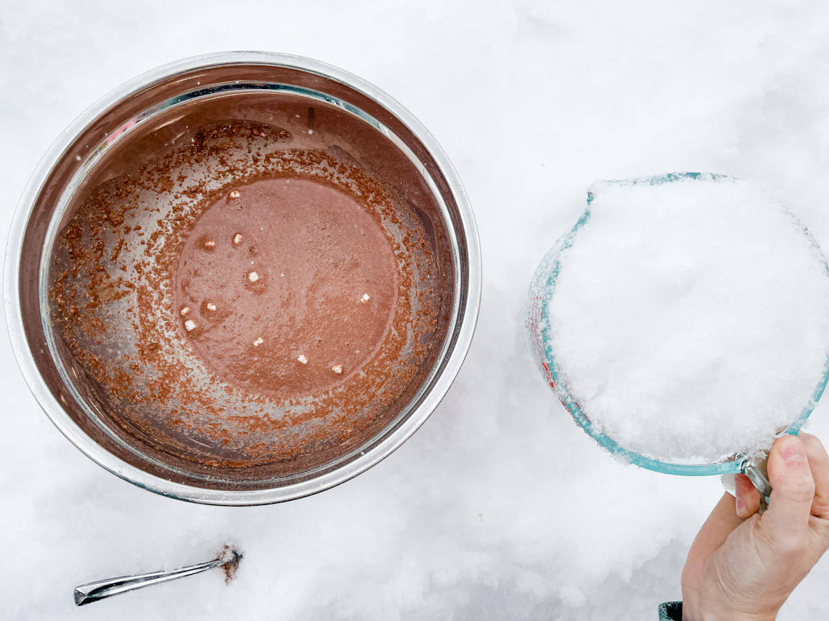 Hot Chocolate Snow Ice Cream Recipe - Fox Farm Home