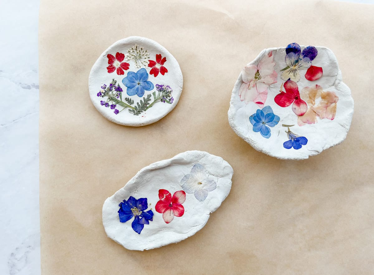 DIY Pressed Flower Pinch Pots for Kids - Fox Farm Home
