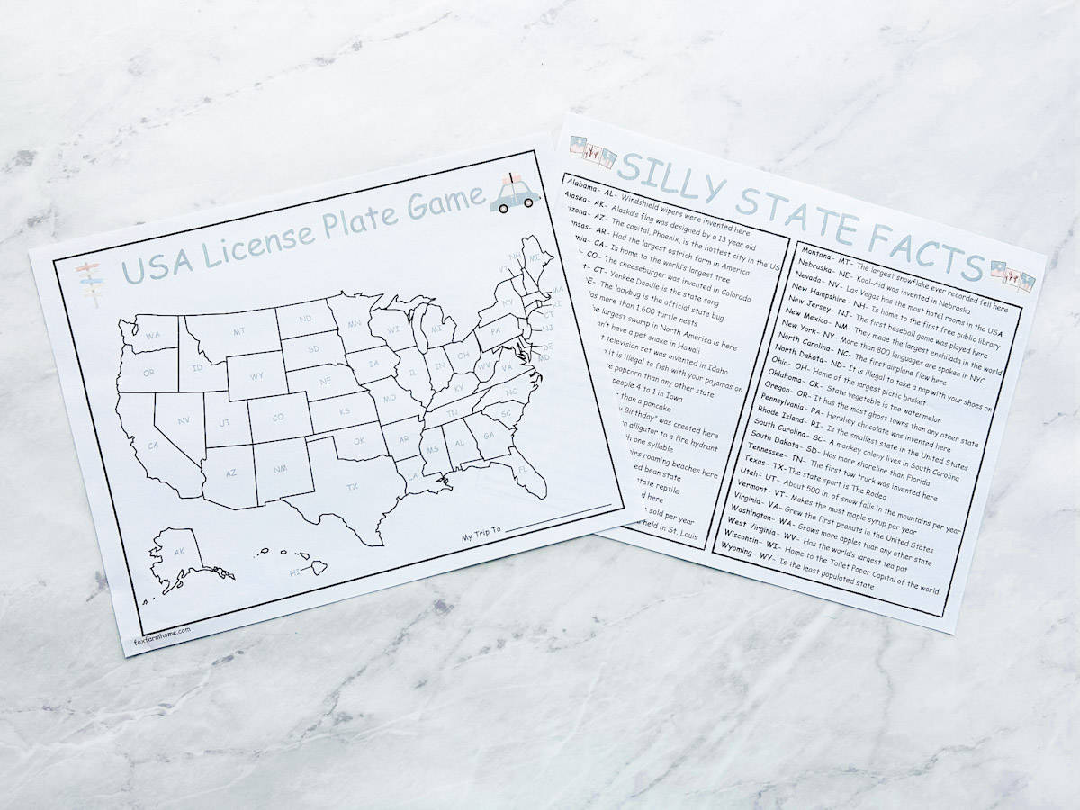 License Plate Game- Printable Road Trip Game For Kids - Fox Farm Home