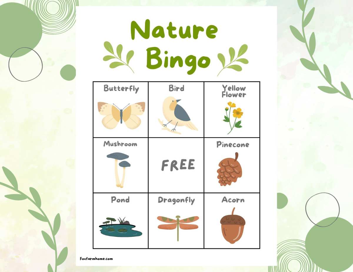 Nature Bingo Activity For Kids | Free Printable Game - Fox Farm Home