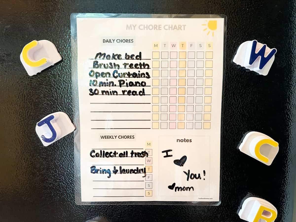 Free Printable Weekly Chore Chart For Kids - Fox Farm Home