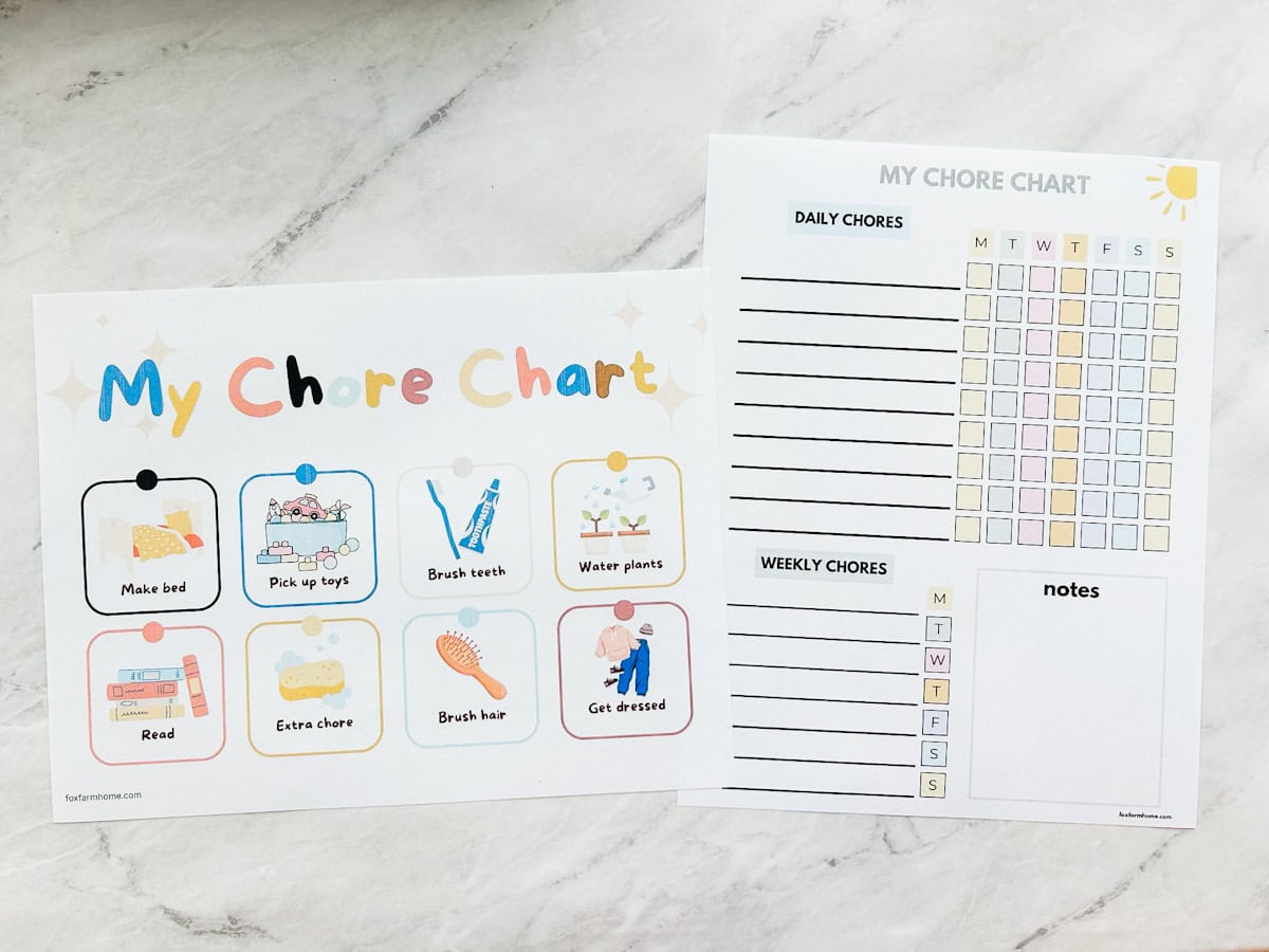 Free Printable Weekly Chore Chart For Kids - Fox Farm Home
