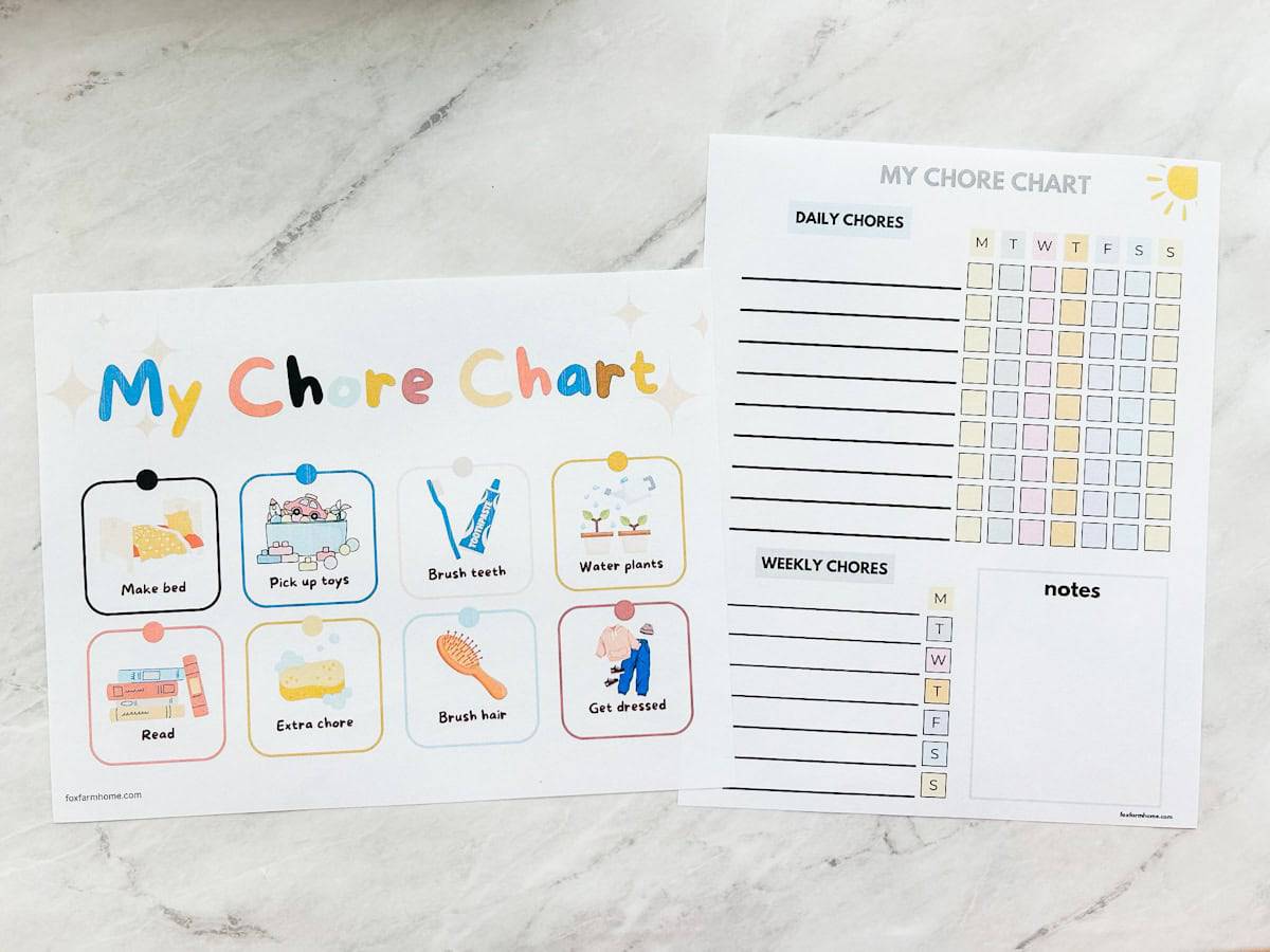 Picture Chore Chart For Preschoolers | Free Printable - Fox Farm Home