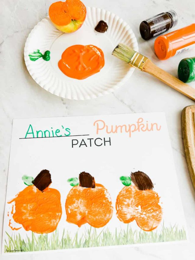 Apple Stamping Pumpkin Craft With Free Printable - Fox Farm Home