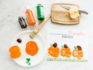 Apple Stamping Pumpkin Craft With Free Printable - Fox Farm Home