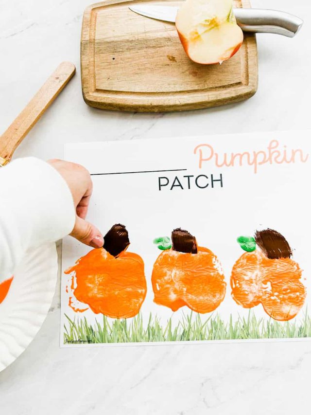 Apple Stamping Pumpkin Craft With Free Printable - Fox Farm Home
