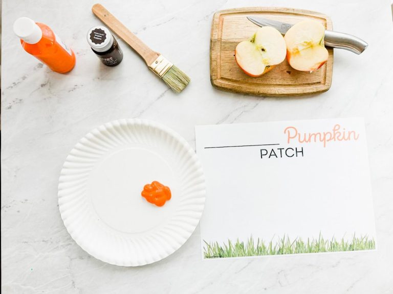 Apple Stamping Pumpkin Craft With Free Printable - Fox Farm Home