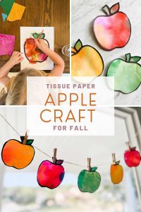 Tissue Paper Apple Craft (Free Template) - Fox Farm Home