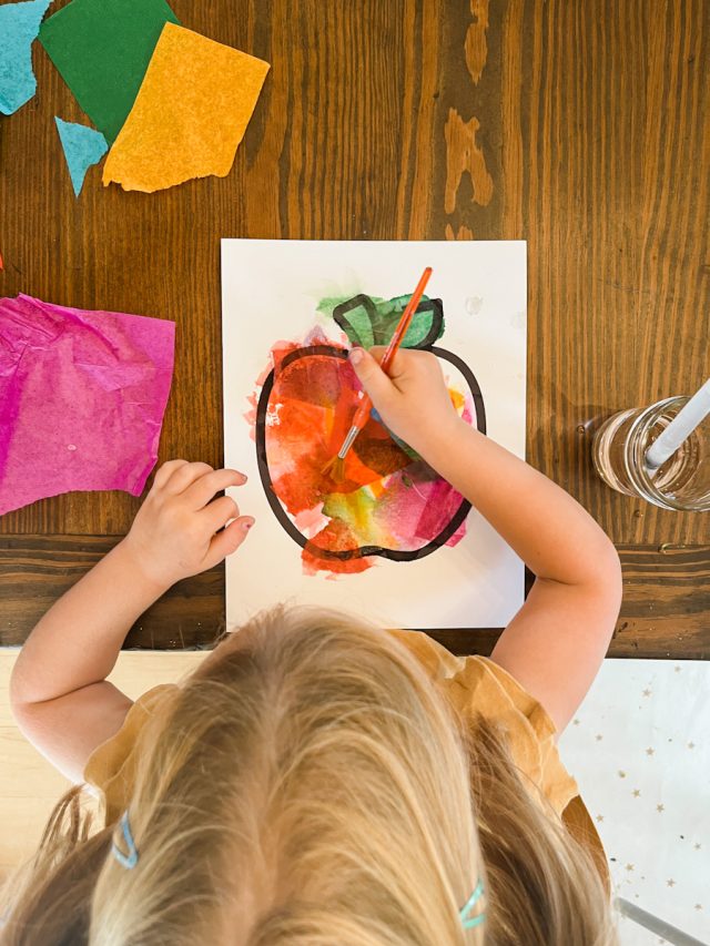 Tissue Paper Apple Craft (Free Template) - Fox Farm Home