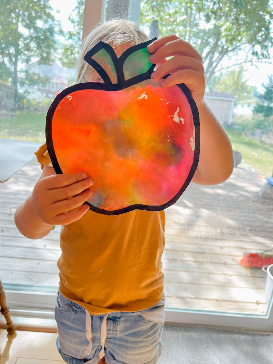 Tissue Paper Apple Craft (Free Template) - Fox Farm Home