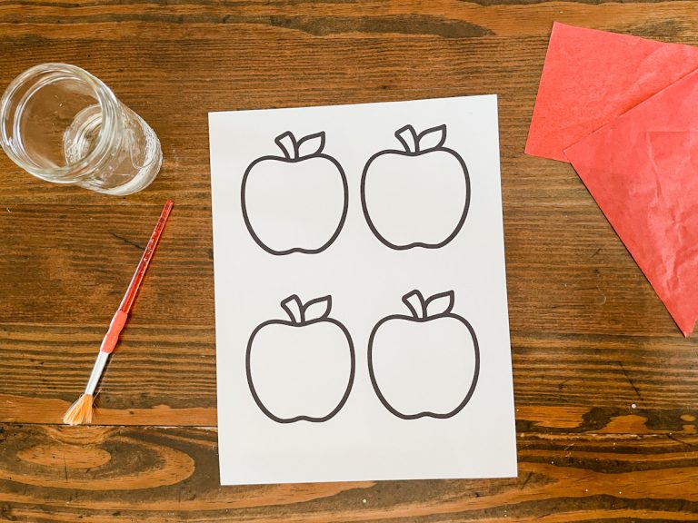Tissue Paper Apple Craft (Free Template) - Fox Farm Home