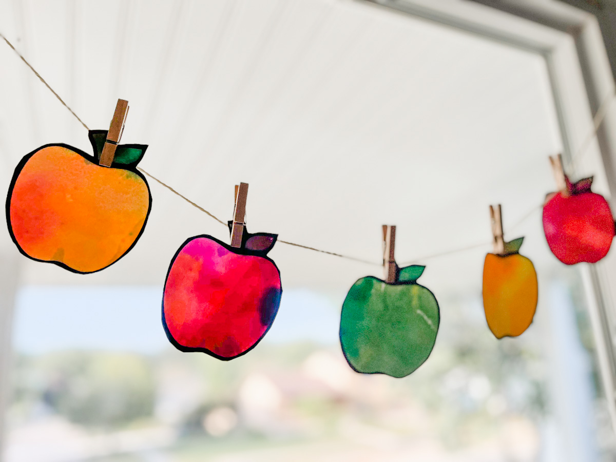 Tissue Paper Apple Craft (Free Template) - Fox Farm Home