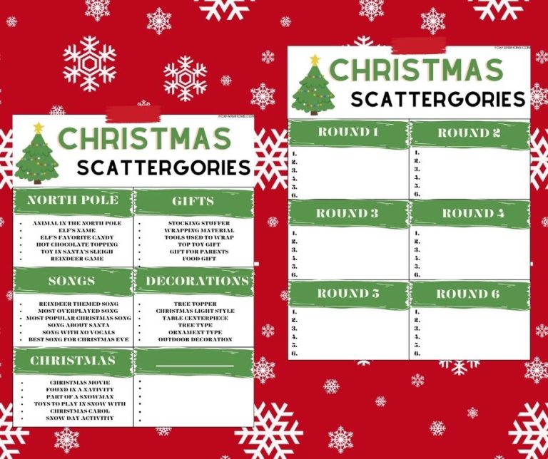 Christmas Scattergories | Free Printable Holiday Game - Fox Farm Home