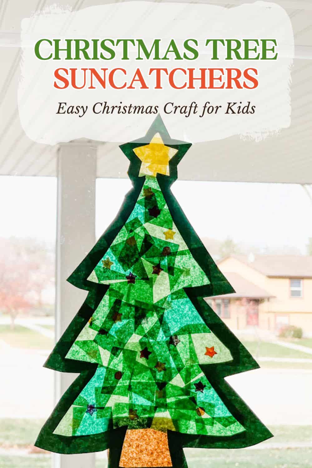 Tissue Paper Christmas Tree Suncatchers - Fox Farm Home