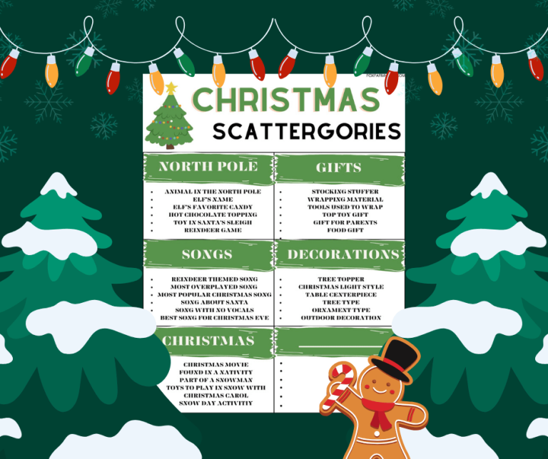 Christmas Scattergories | Free Printable Holiday Game - Fox Farm Home