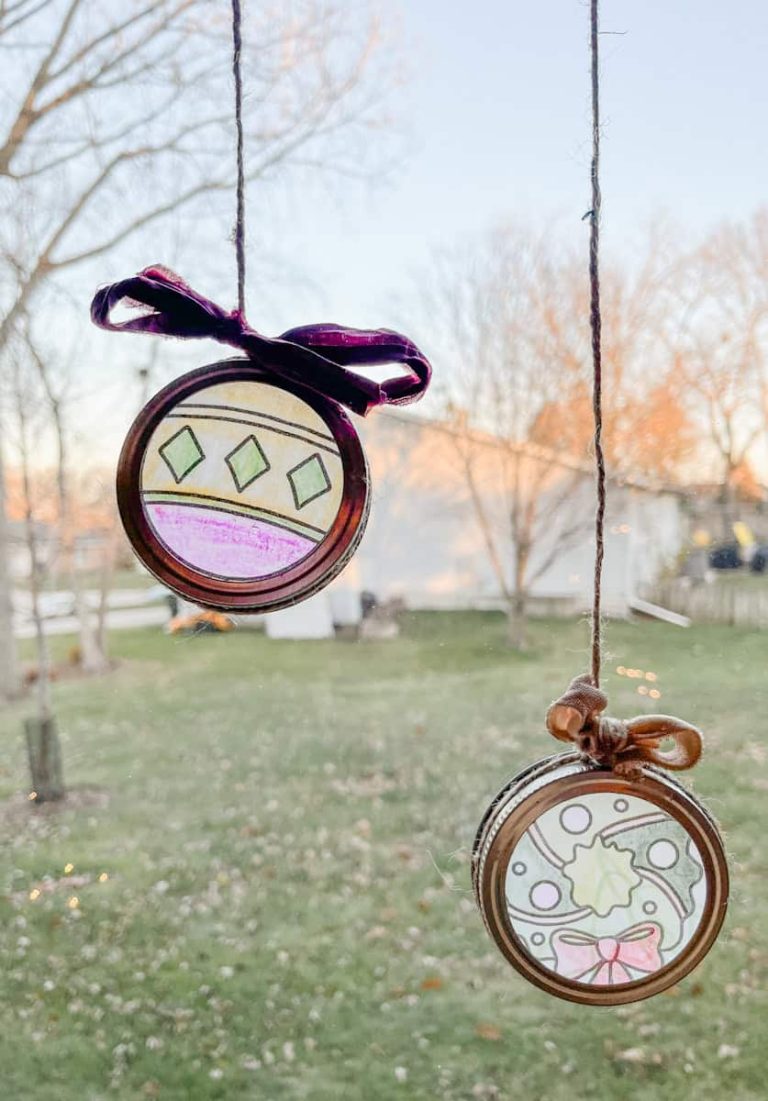 Christmas Ornament Suncatcher Craft - Fox Farm Home