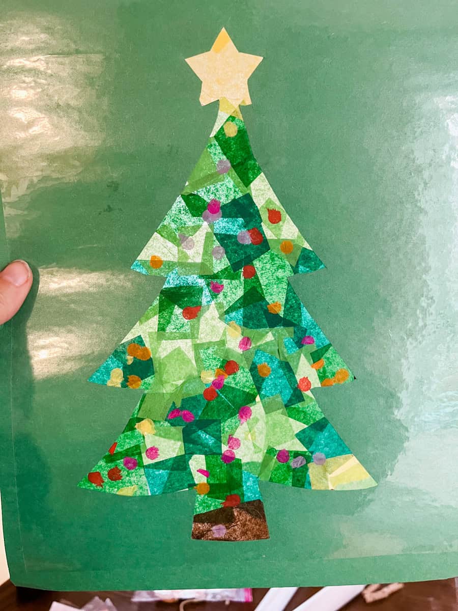 Tissue Paper Christmas Tree Suncatchers - Fox Farm Home