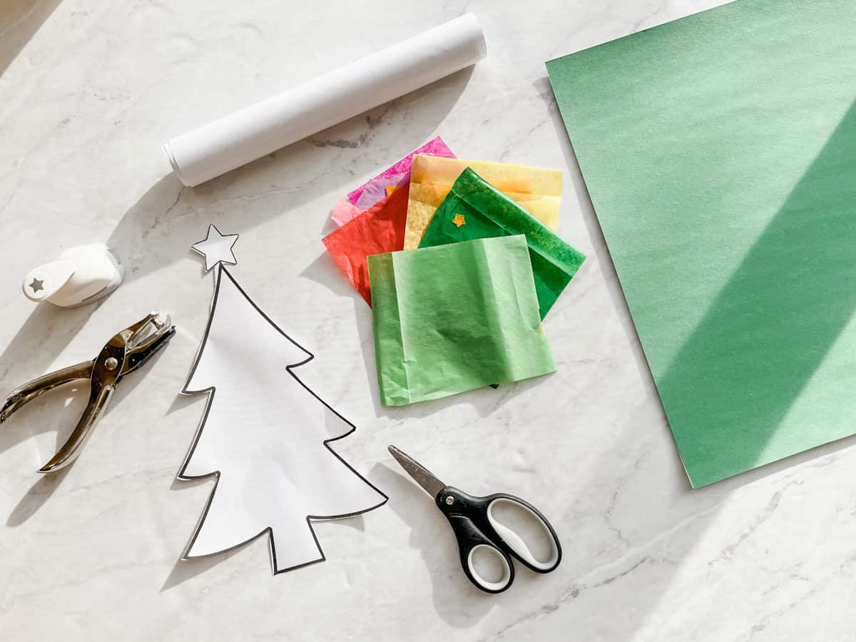 Tissue Paper Christmas Tree Suncatchers - Fox Farm Home