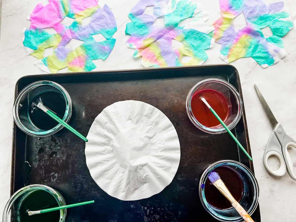 Coffee Filter Snowflakes- A Watercolor Snowflake Craft - Fox Farm Home