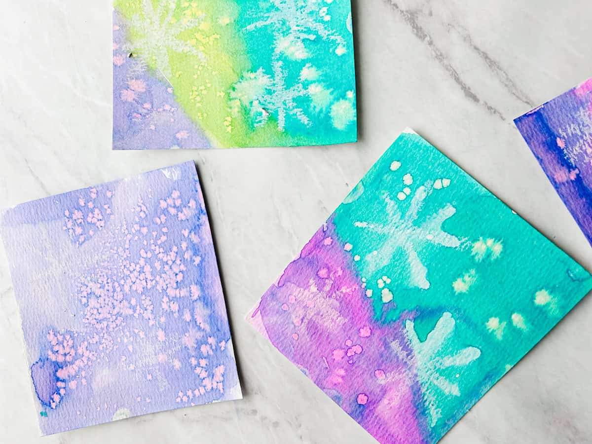 Salt and Watercolor Snowflake Art - Fox Farm Home
