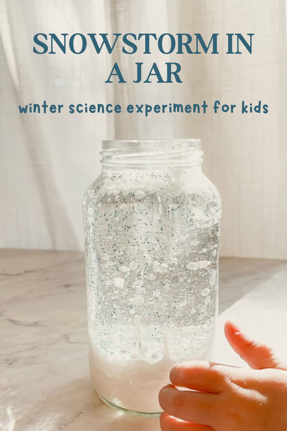 Snowstorm in a Jar Science Experiment for Winter - Fox Farm Home