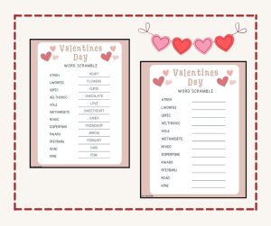 Valentine's Day Word Scramble- Free Printable Game - Fox Farm Home