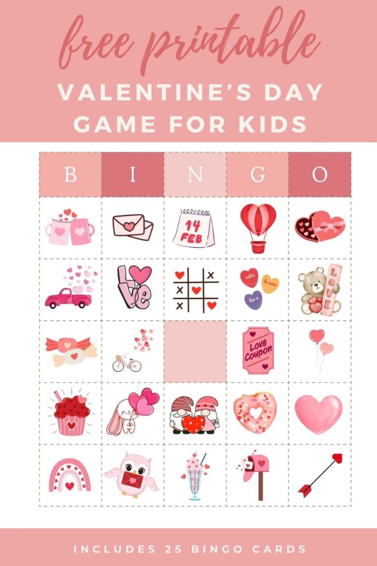Valentine's Day Bingo- 25 Free Printable Game Cards - Fox Farm Home