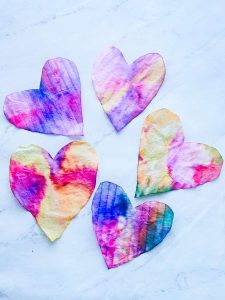 Valentine's Coffee Filter Heart Suncatcher Craft - Fox Farm Home