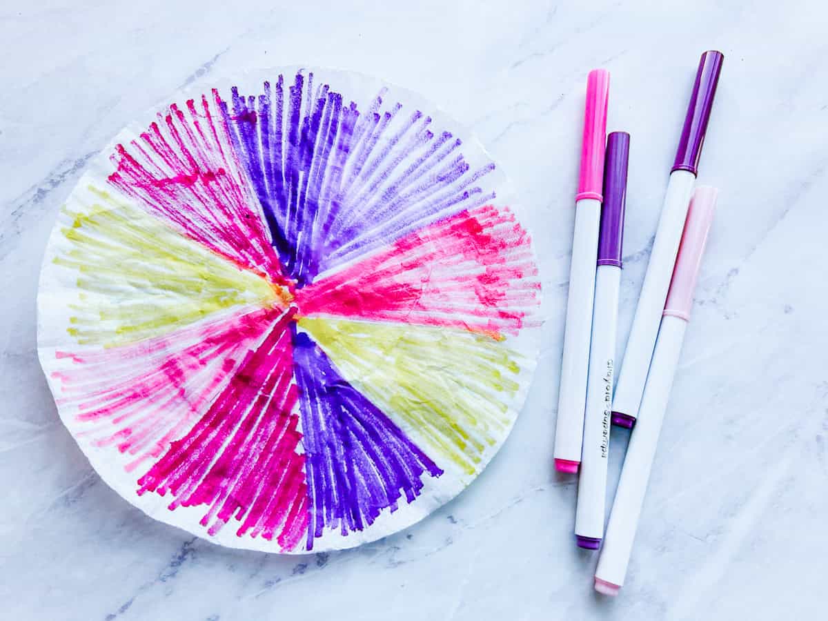Valentine's Coffee Filter Heart Suncatcher Craft - Fox Farm Home