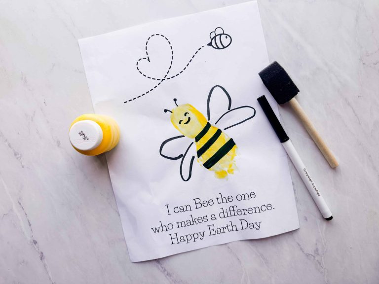 Bee Footprint Art- Earth Day Craft For Toddlers - Fox Farm Home
