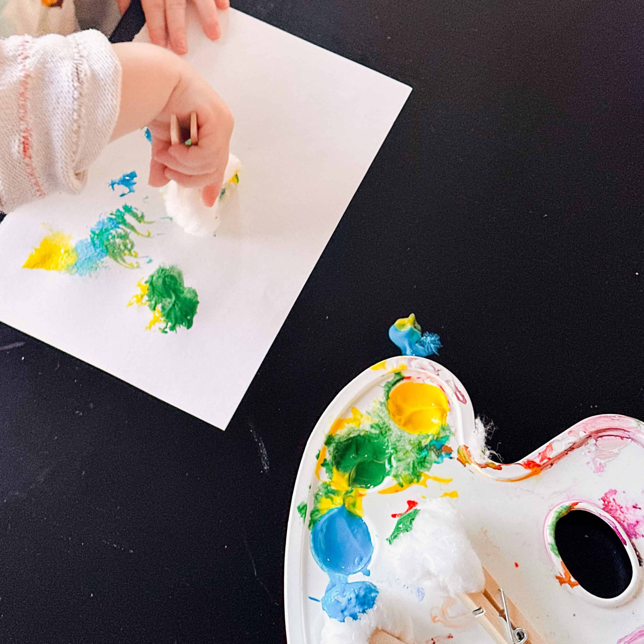 Cotton Ball Painting | Fun Toddler Art Project - Fox Farm Home