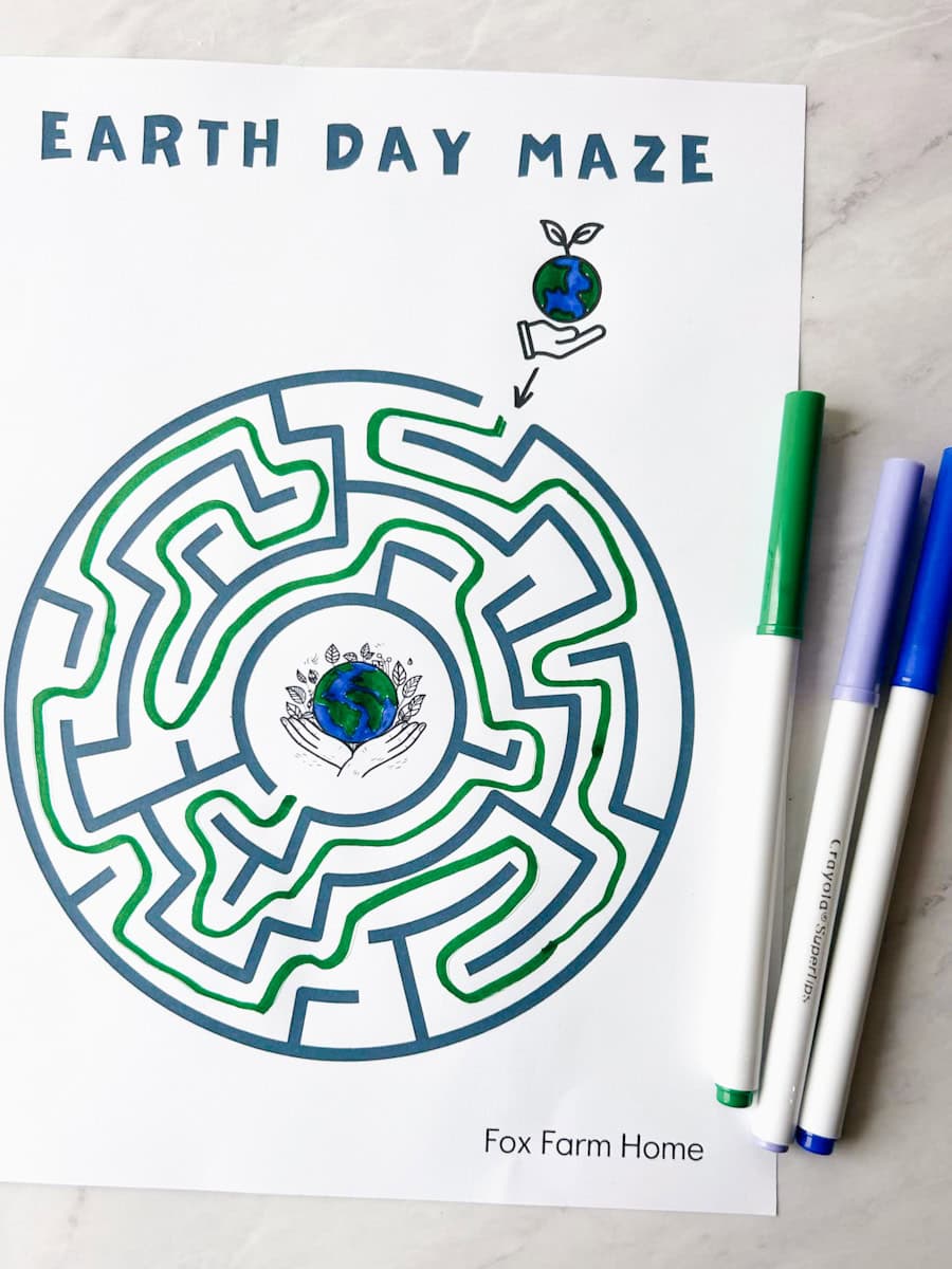 Earth Day Maze | Free Printable Activity For Kids - Fox Farm Home