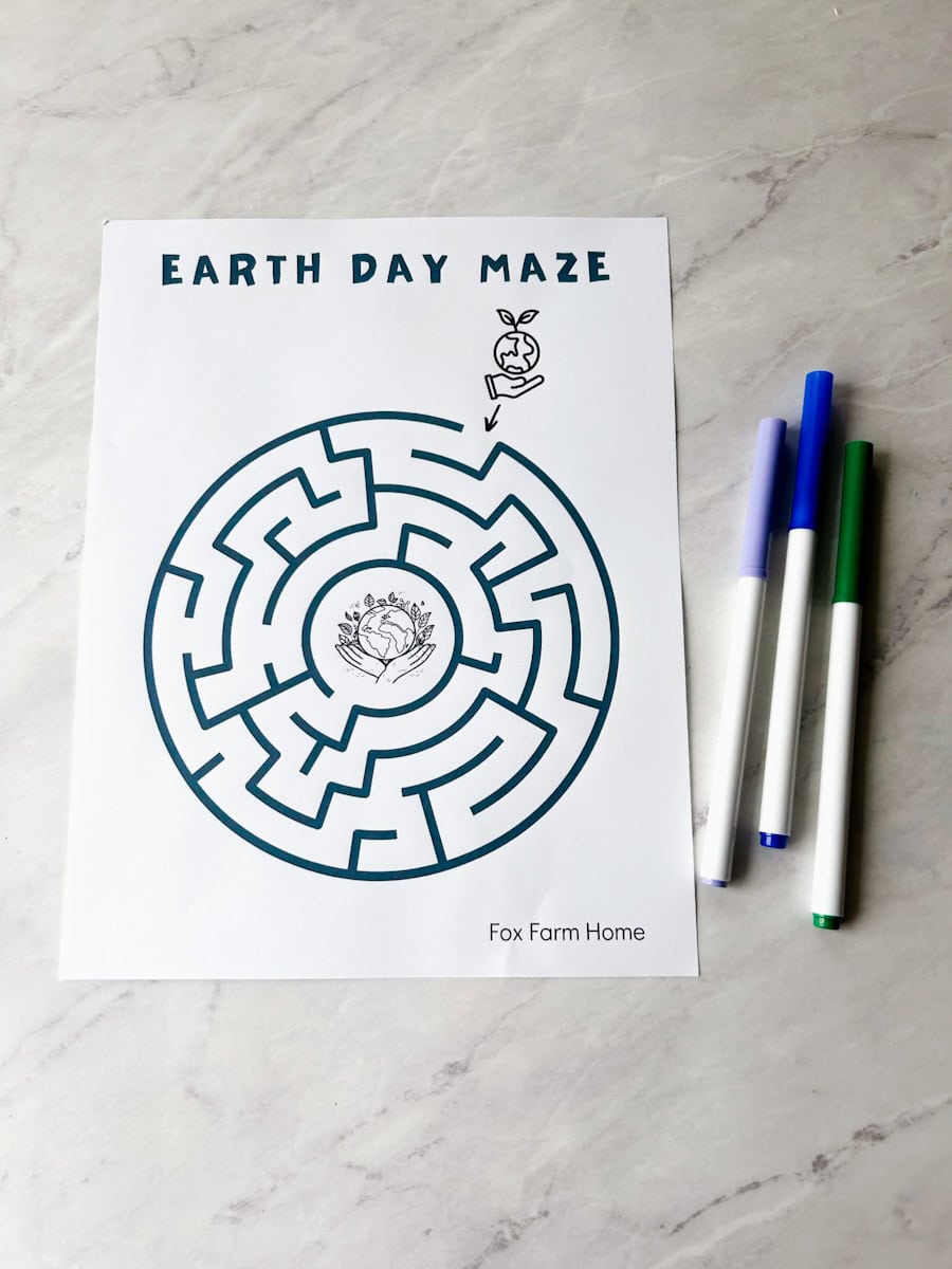 Earth Day Maze | Free Printable Activity For Kids - Fox Farm Home