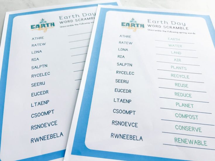 Earth Day Word Scramble | Fun Earth Day Activity - Fox Farm Home