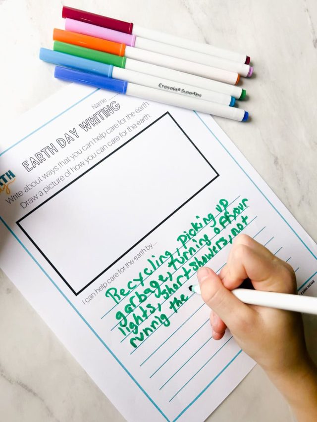 Free Printable Earth Day Writing Activity For Kids - Fox Farm Home