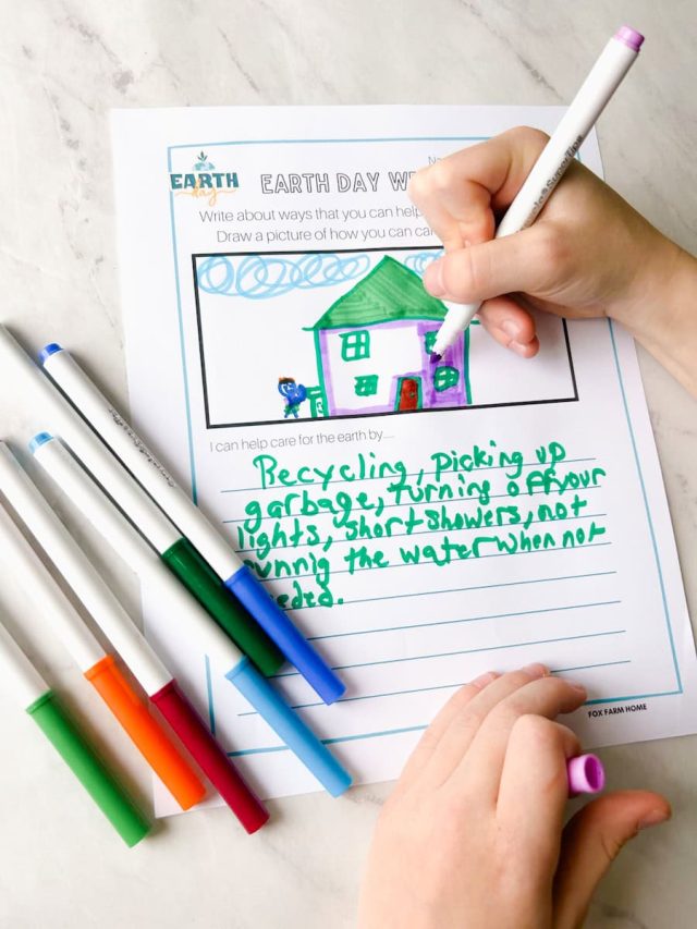Free Printable Earth Day Writing Activity For Kids - Fox Farm Home