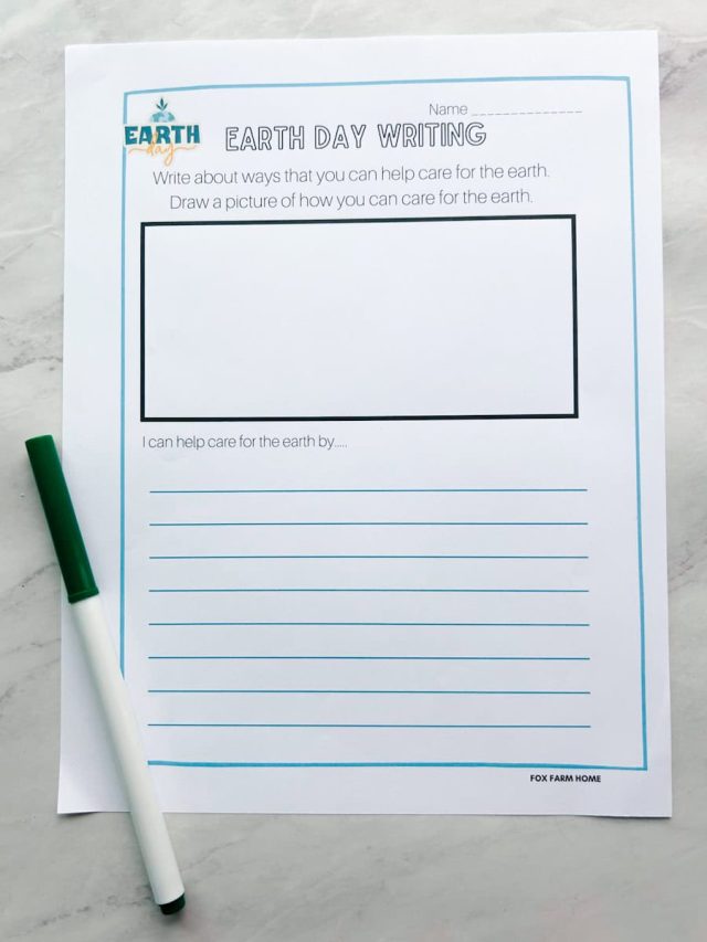 Free Printable Earth Day Writing Activity For Kids - Fox Farm Home